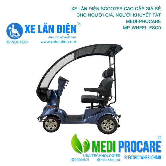 Xe lăn điện 4 bánh thông minh, 2 chỗ ngồi, có mái che cho người già ...